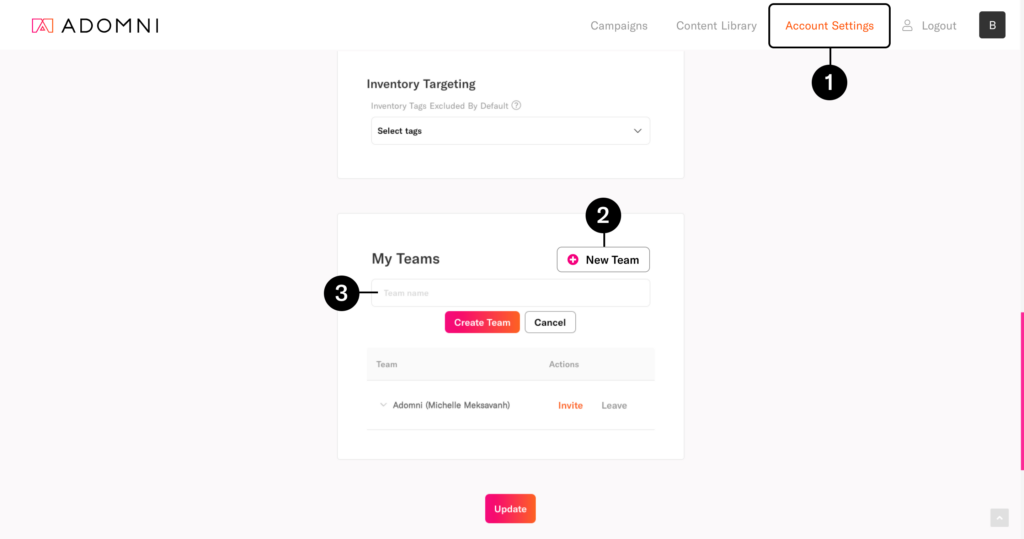 Creating additional teams - Adomni